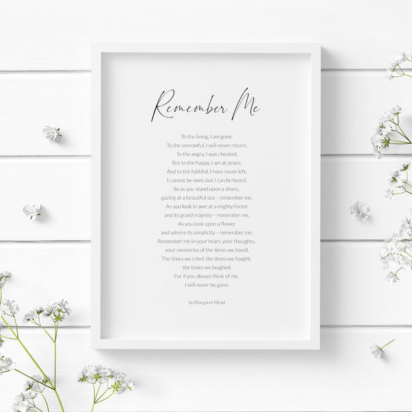 Remember Me Print | Margaret Mead Poem – Embracing Rainbows